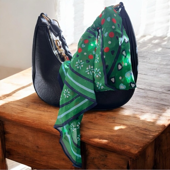 CAbi | Accessories | Cabi 0 Silk Heart Pattern Green And Navy Hairpurse ...
